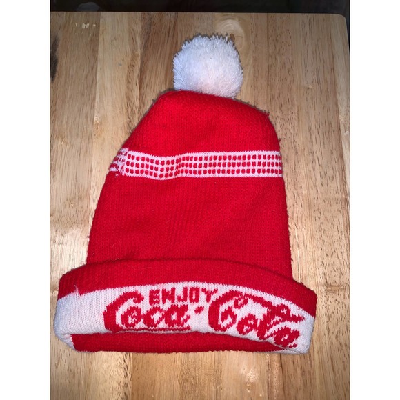 Coca Cola | Accessories | Vintage Cocacola Winter Pom Pom Hat One Size ...
